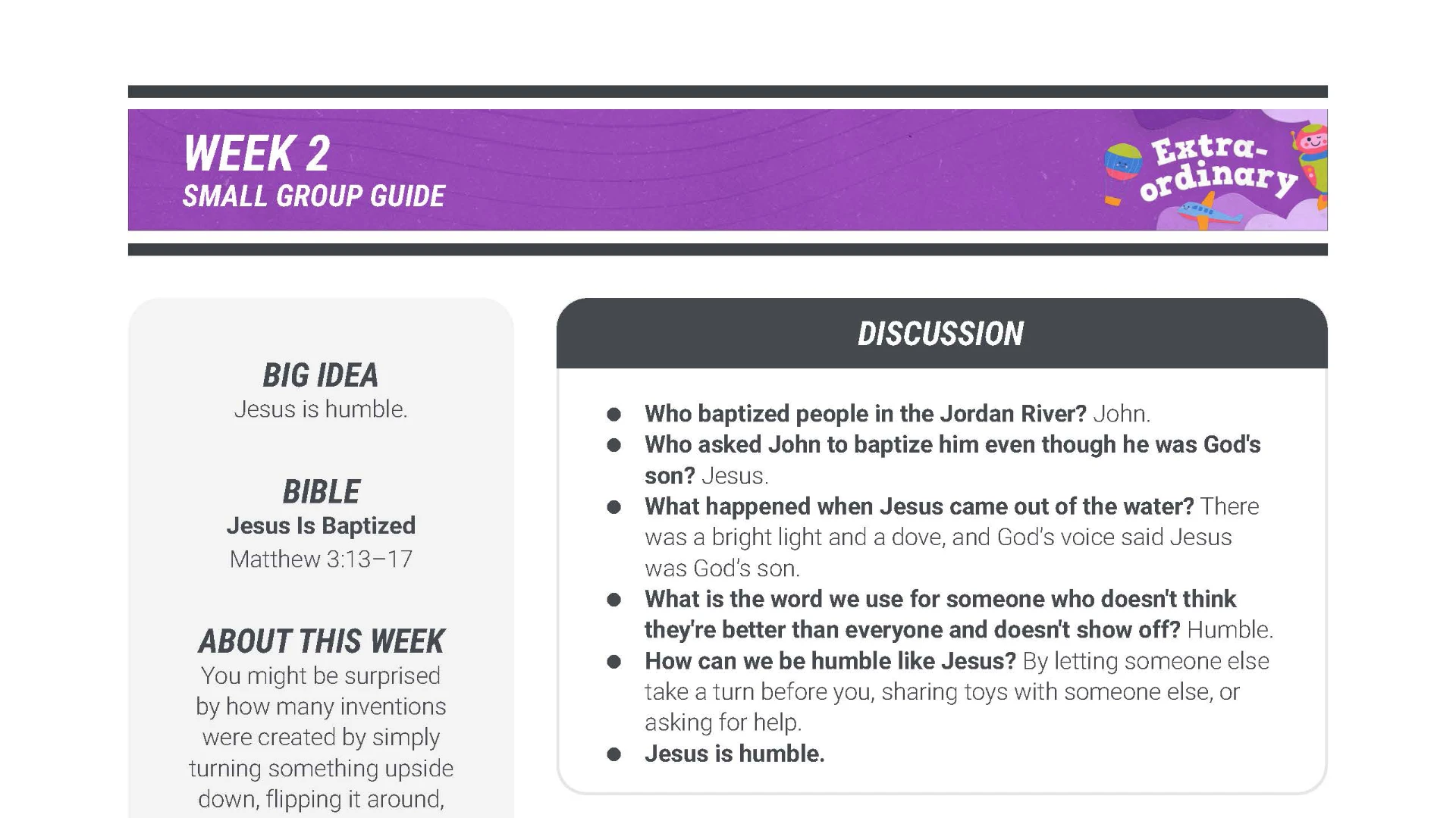 EXTRA-ORDINARY (Preschool): 4-Week Gospels Series on Jesus’ Early Life
